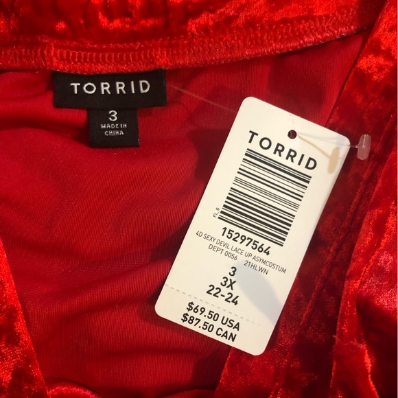 torrid | Dresses | Torrid Red Velvet Lace Up Sexy Devil Costume Dress X ...